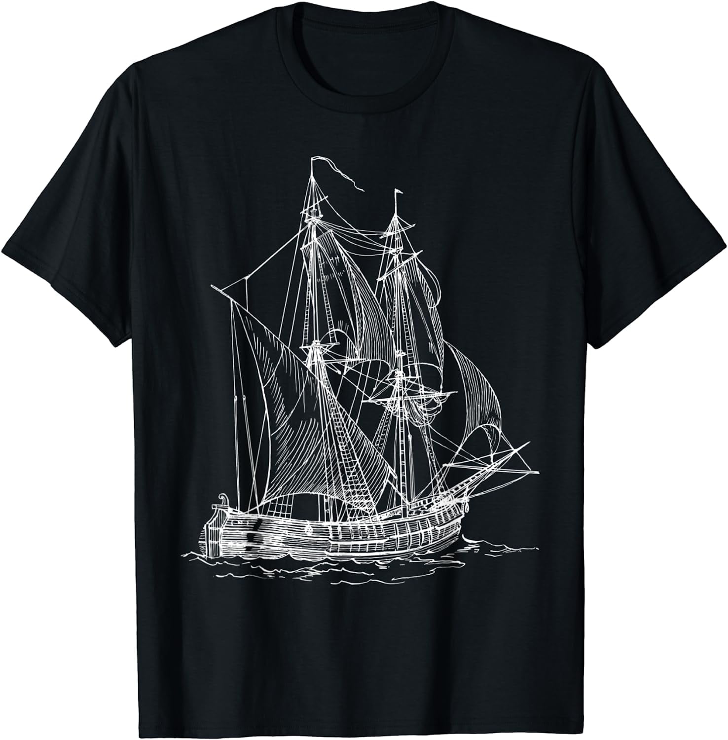 Vintage Pirate Ship T-Shirt Retro Nautical Boat Captain Tee T-Shirt ...