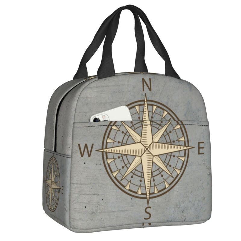 Vintage Pirate's Map Lunch Bag l Compass Cooler Thermal Insulated Lunch ...