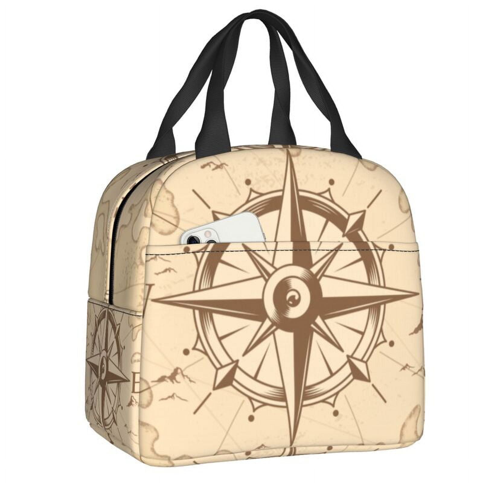 Vintage Pirate's Map Lunch Bag l Compass Cooler Thermal Insulated Lunch ...