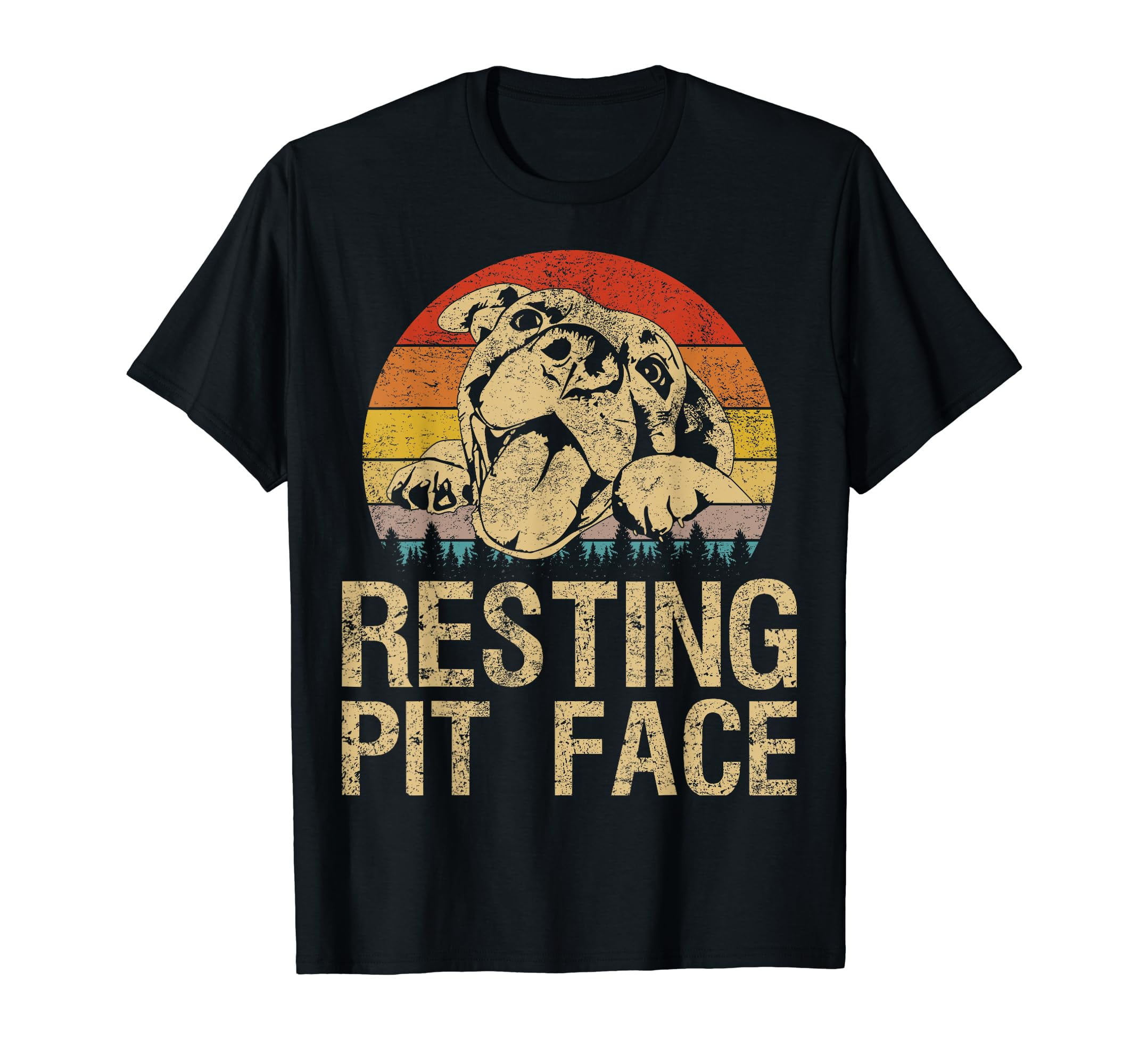 Vintage Pitbull Resting Pit Face - Funny Pitbull Lovers T-Shirt ...