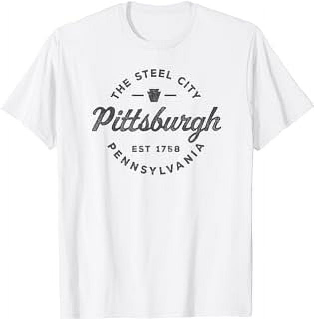 Vintage Pittsburgh Circle Logo Men Retro Throwback Souvenir T-Shirt ...
