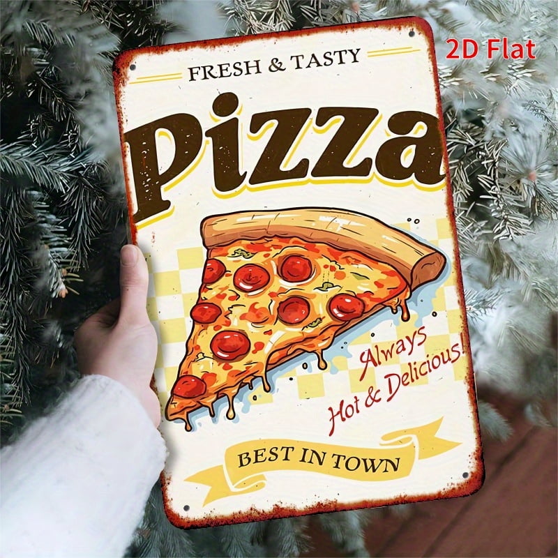 Vintage Pizza Metal Wall Sign - 11.8x7.8 Inch Retro Diner Decor with ...