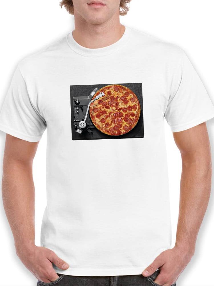 Vintage Pizza Vinyl Record Graphic Men White T-Shirt, Male Large ...
