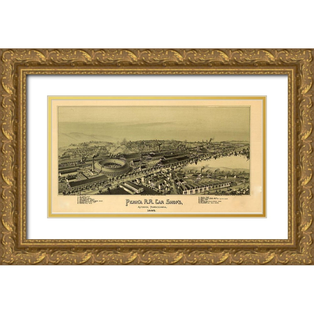 Vintage Places 24x15 Gold Ornate Wood Framed with Double Matting Museum ...