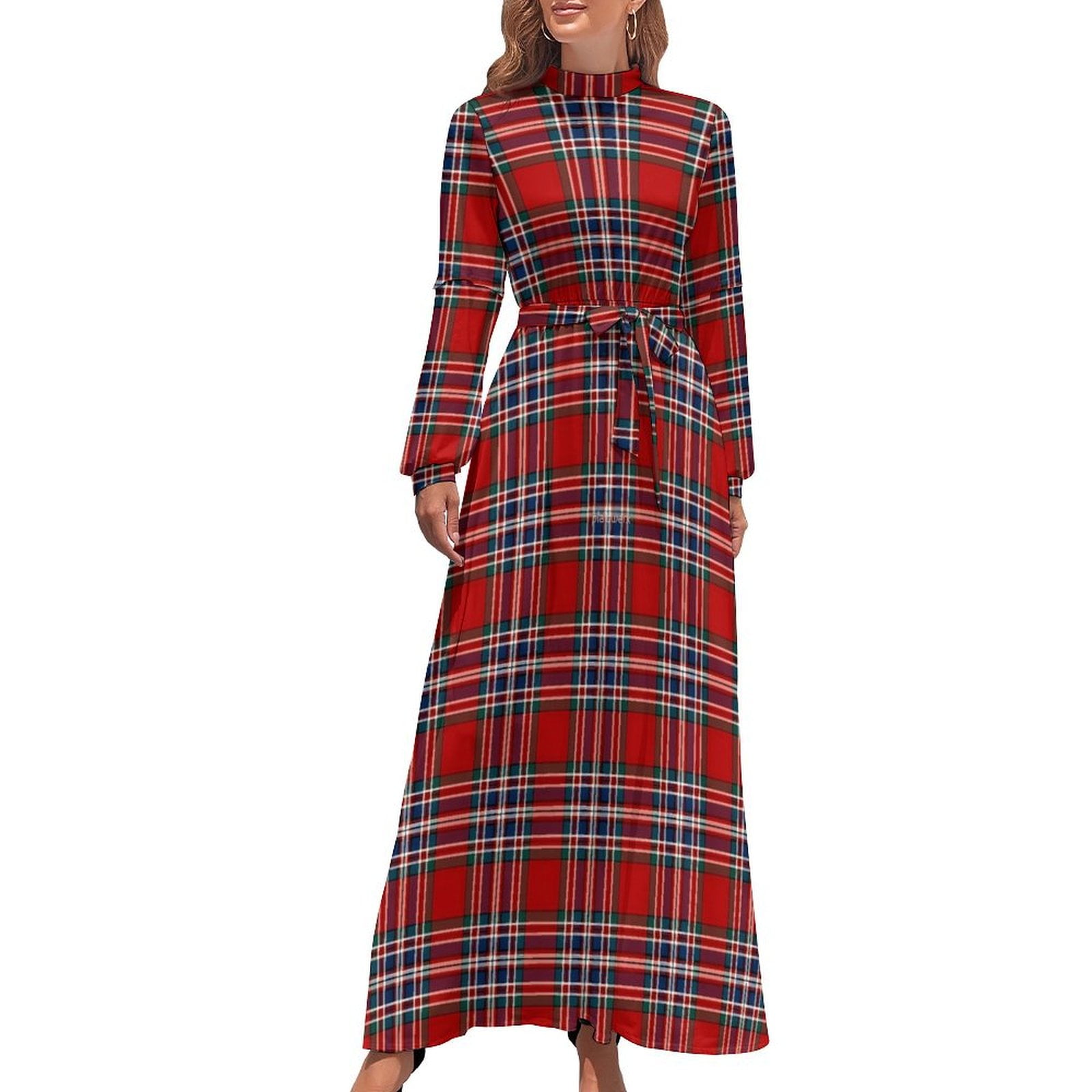Vintage Plaid Dress Checkerboard Print Cute Maxi Dress Street Style ...