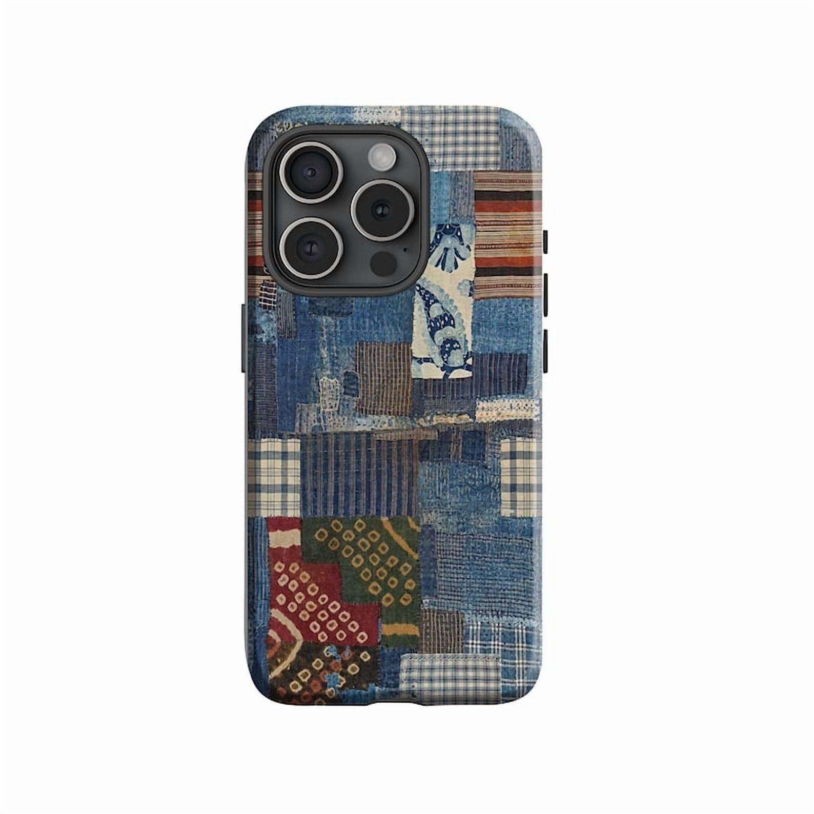 Vintage Plaid Patchwork Quilt Phone Case Artistic Retro Design with ...