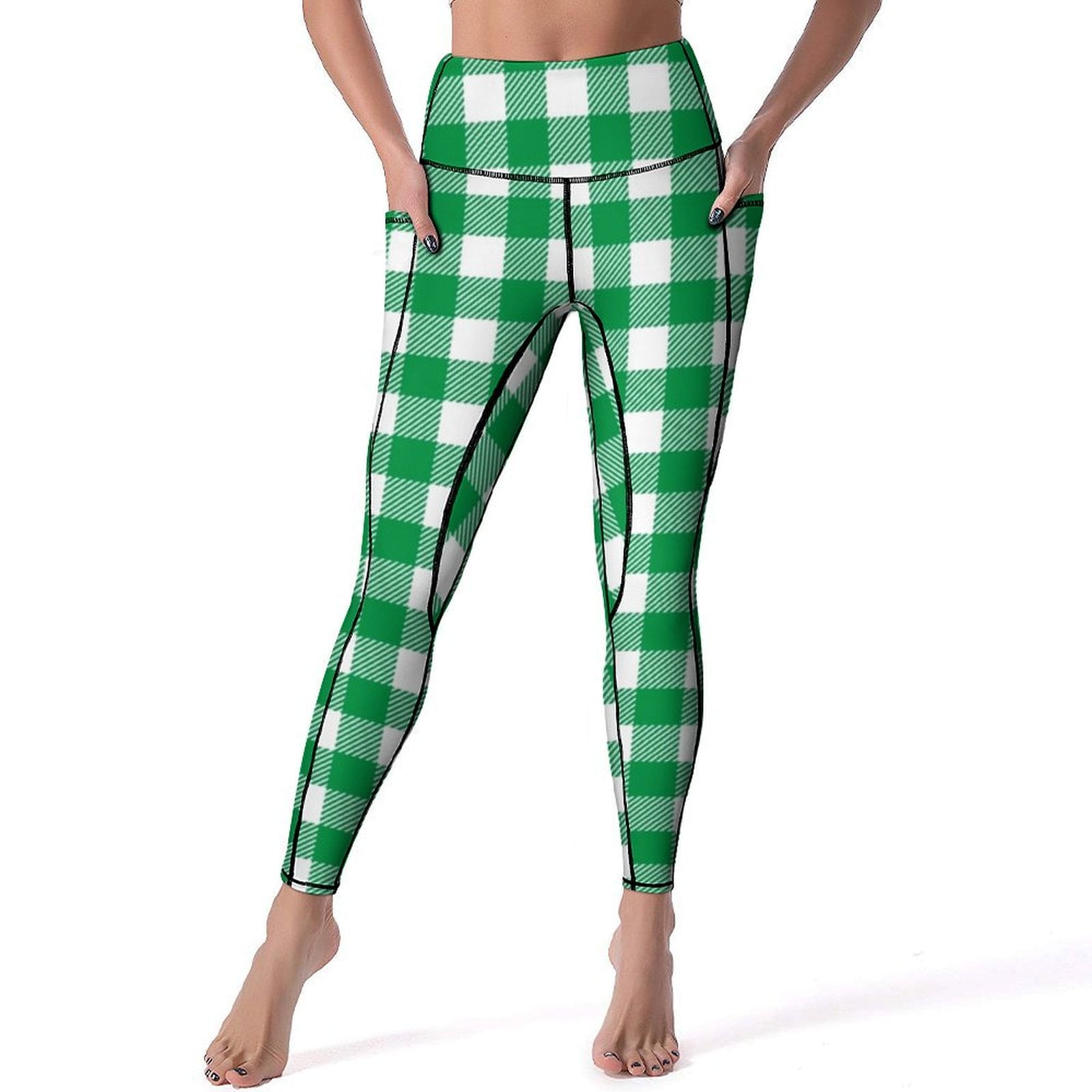 Vintage Plaid Yoga Pants Female Green And Red Leggings Push Up Sweet ...