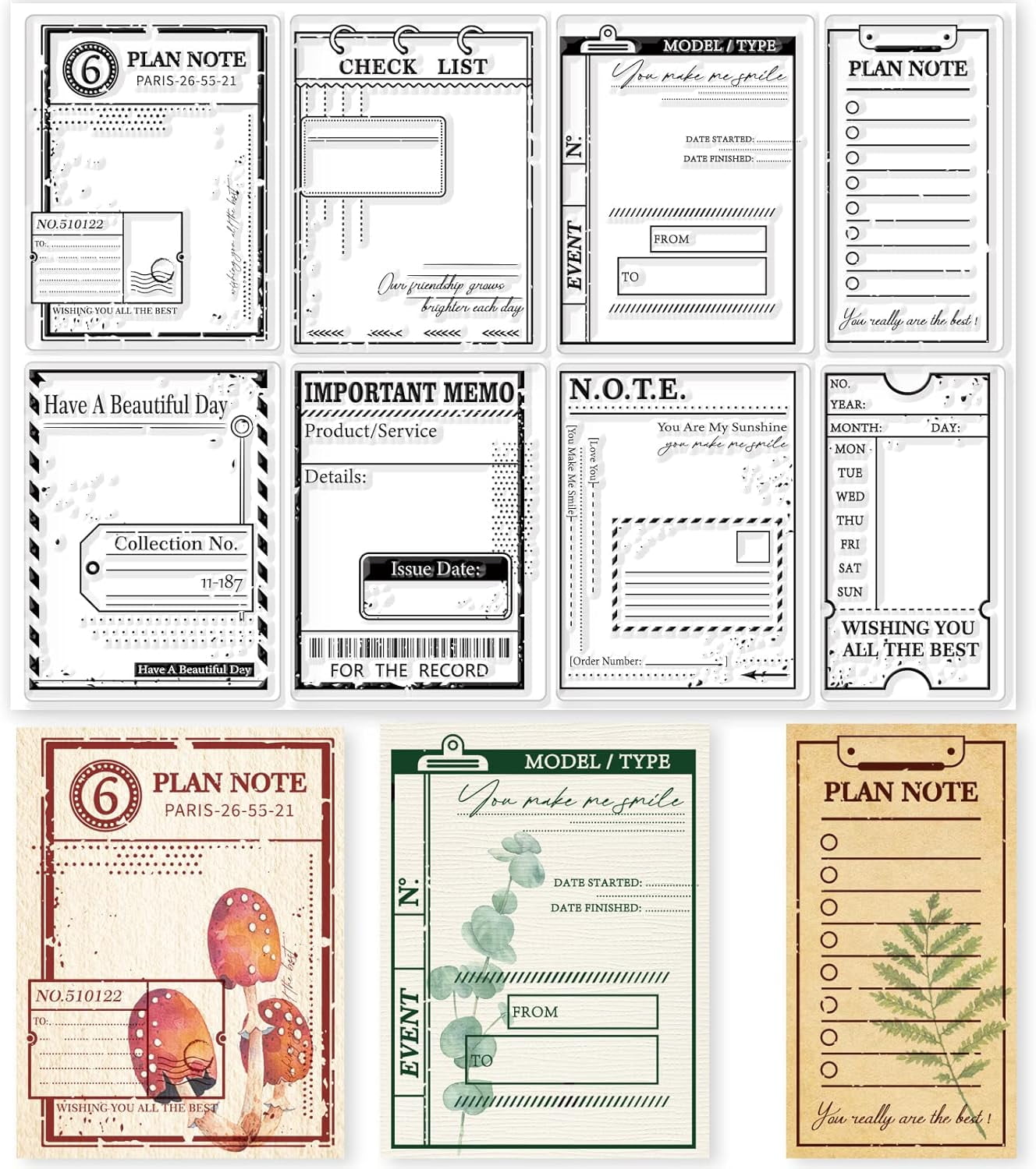 Vintage Plan Label Clear Stamps for DIY Scrapbooking Organizer Task ...