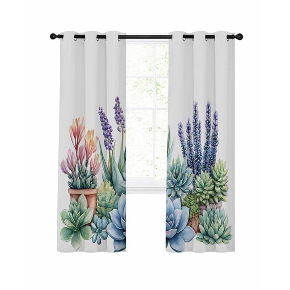 Vintage Plant Blackout Curtains 72 Inch Length Retro Country Watercolor ...