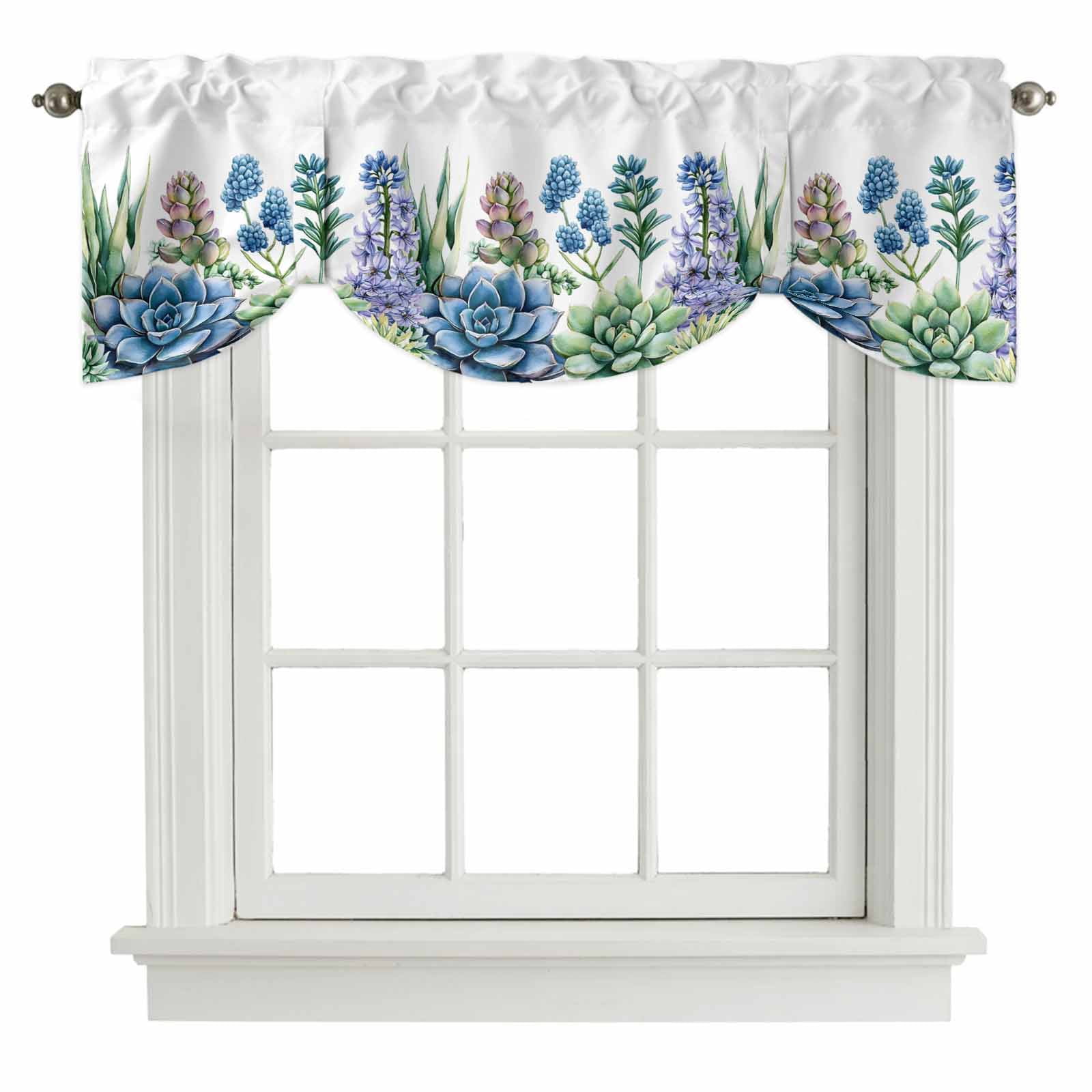 Vintage Plant Tie Up Valance for Windows, Retro Country Watercolor ...