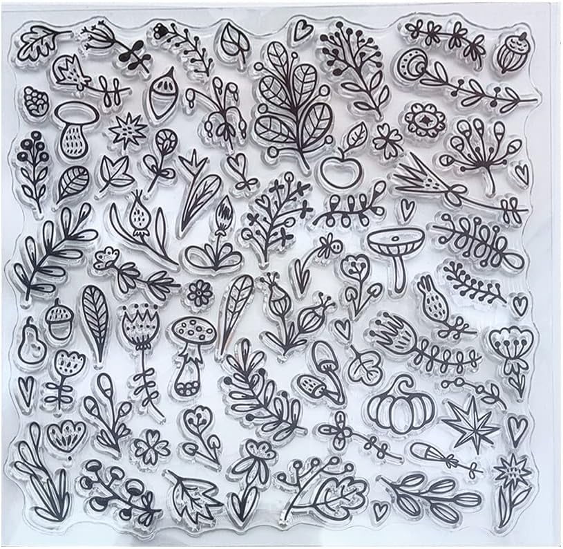 Vintage Plants Flowers Clear Stamp, Sovob Flowers Clear Silicon Stamp ...
