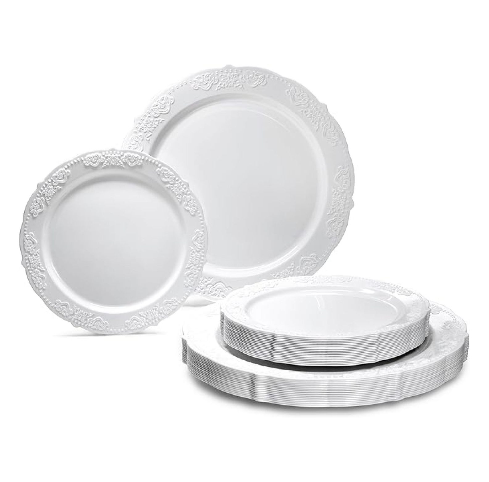Vintage Plastic Plates 50 Pack - Wedding Party Supplies, Disposable ...