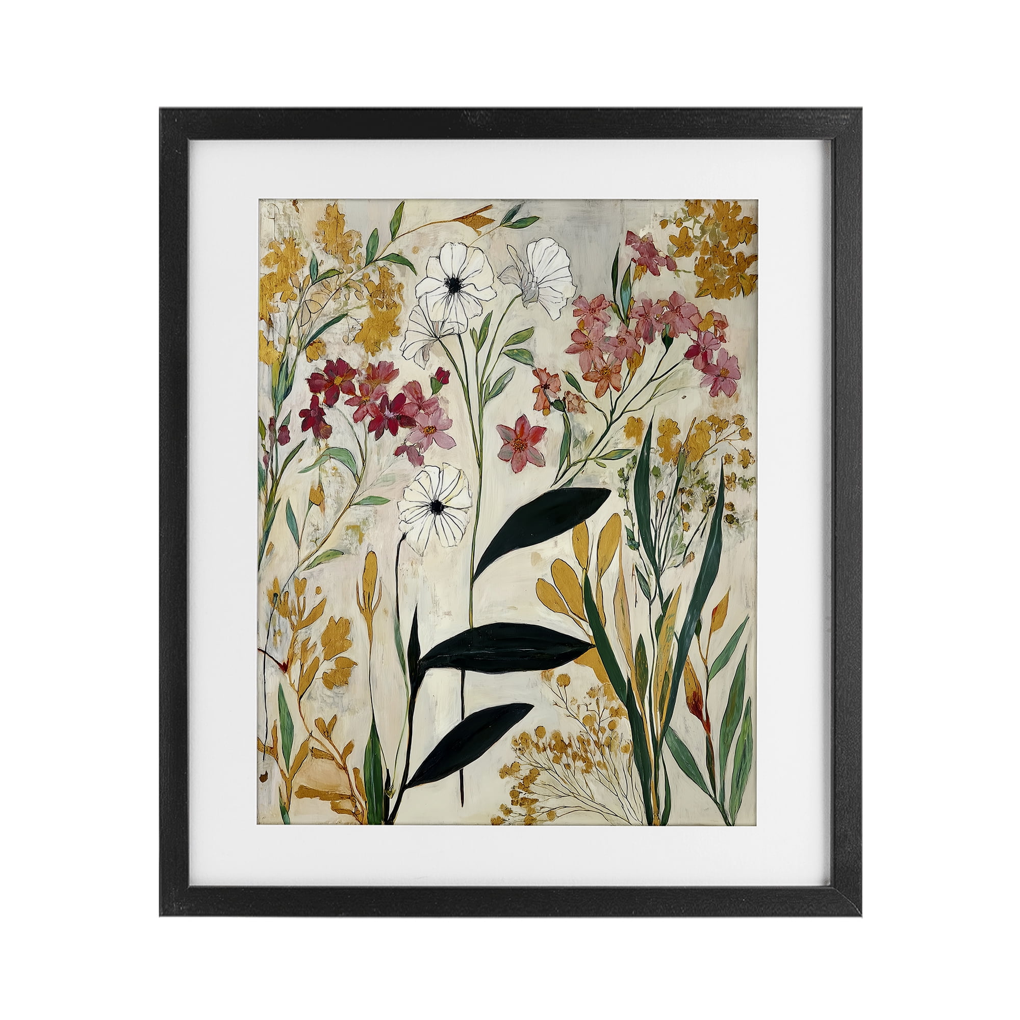 Vintage Playful Botanicals Black Framed Print Under Glass, design by ...
