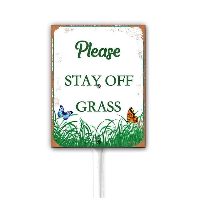 Vintage Please Stay Off Grass Lawnmower Sign, Lawn Sign, Sturdy ...