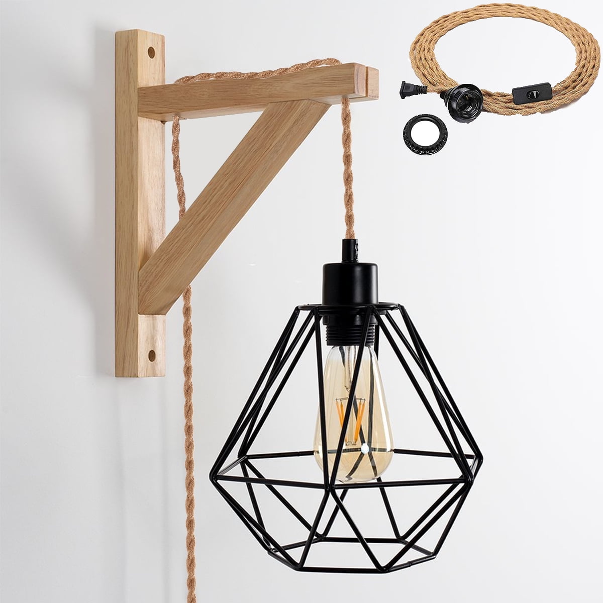 Vintage Plug in Pendant Light, Hanging Light Kit with Switch Plug in ...