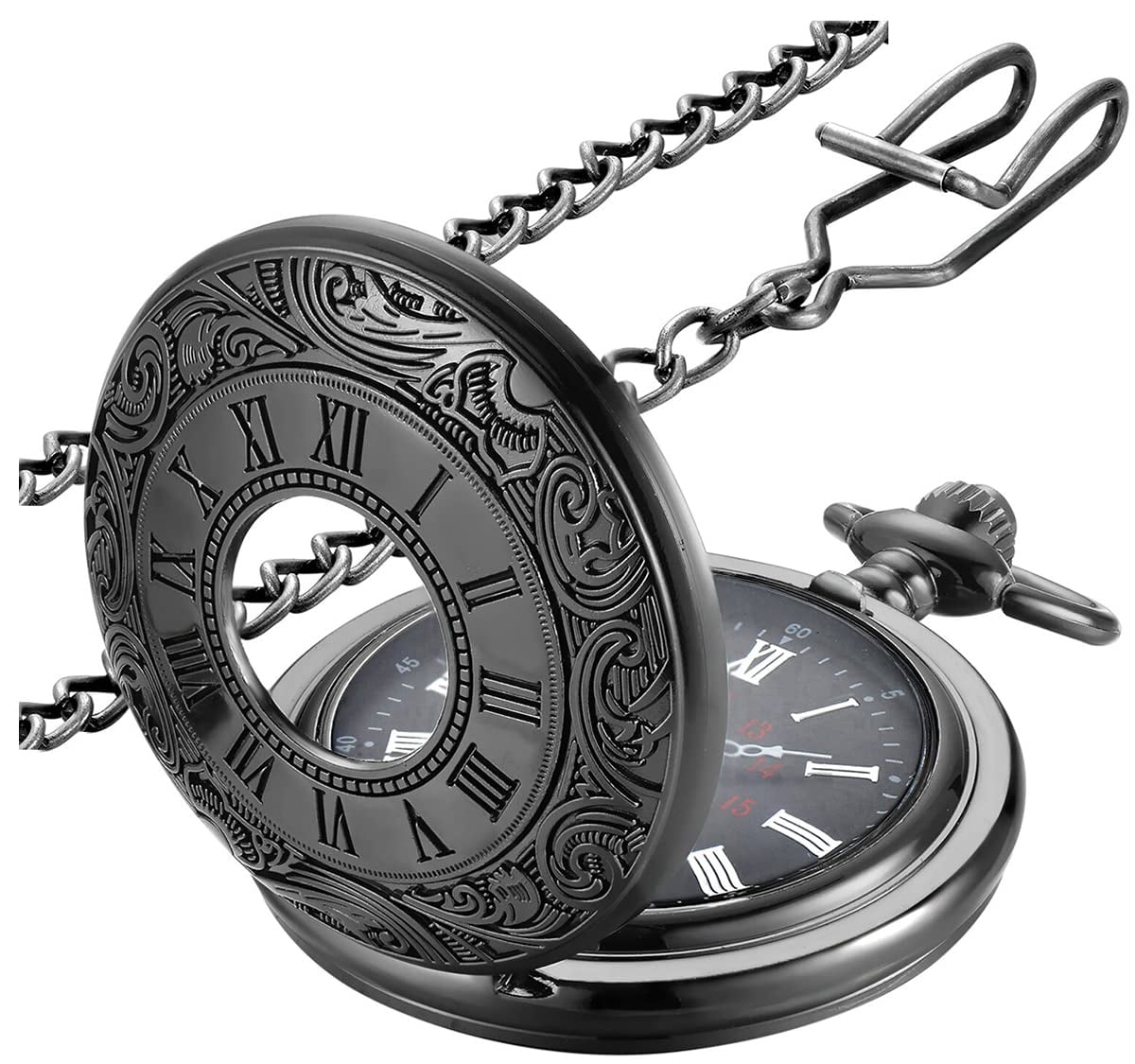 Vintage Pocket Watch Roman Numerals Scale Quartz Pocket Watches with ...
