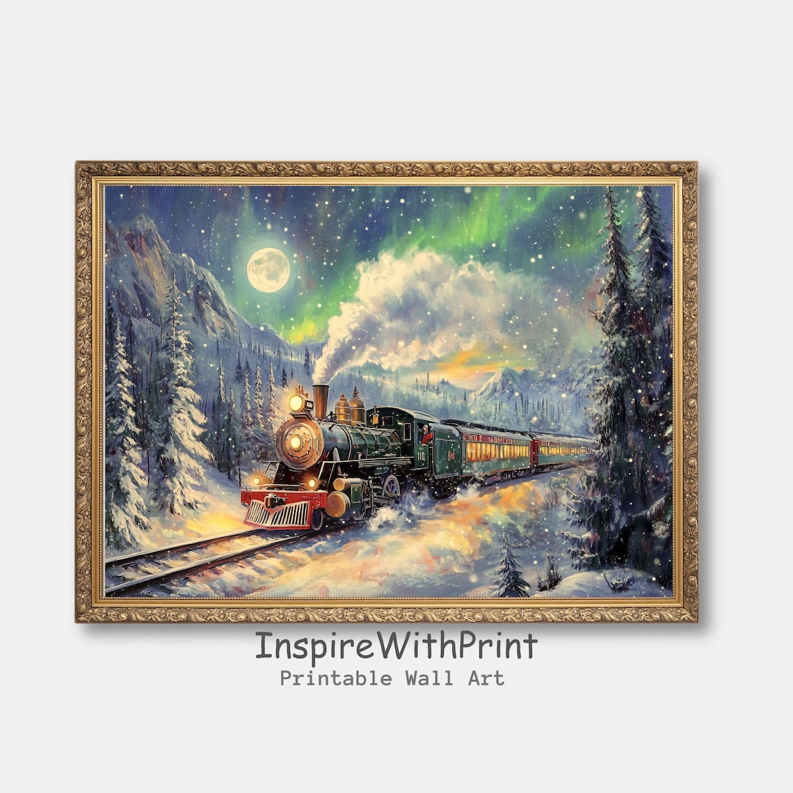 Vintage Polar Express Train Poster Winter Holiday Printable Holiday ...