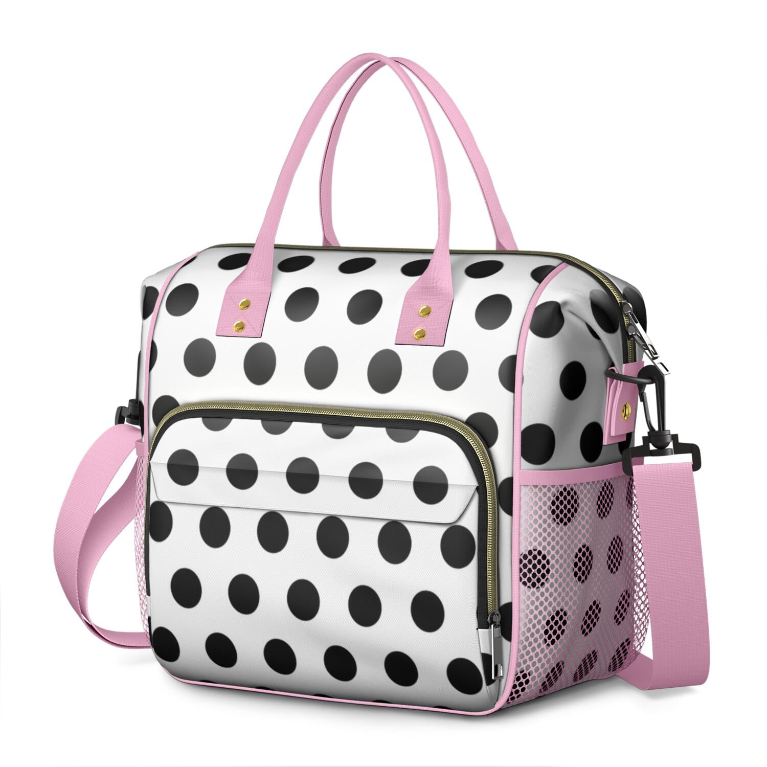 Vintage Polka Dot Lunch Bag – Dual Compartment Insulated Lunch Box with ...