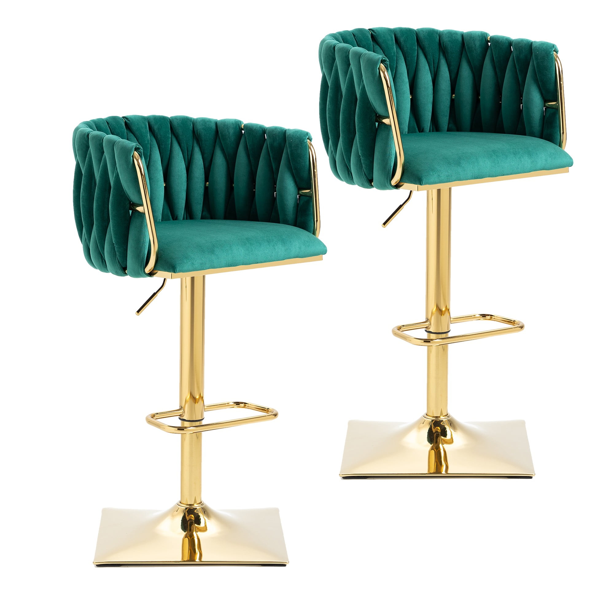 Vintage Polyester Tufted Kitchen Stool with Golden Base, Swivel Bar ...