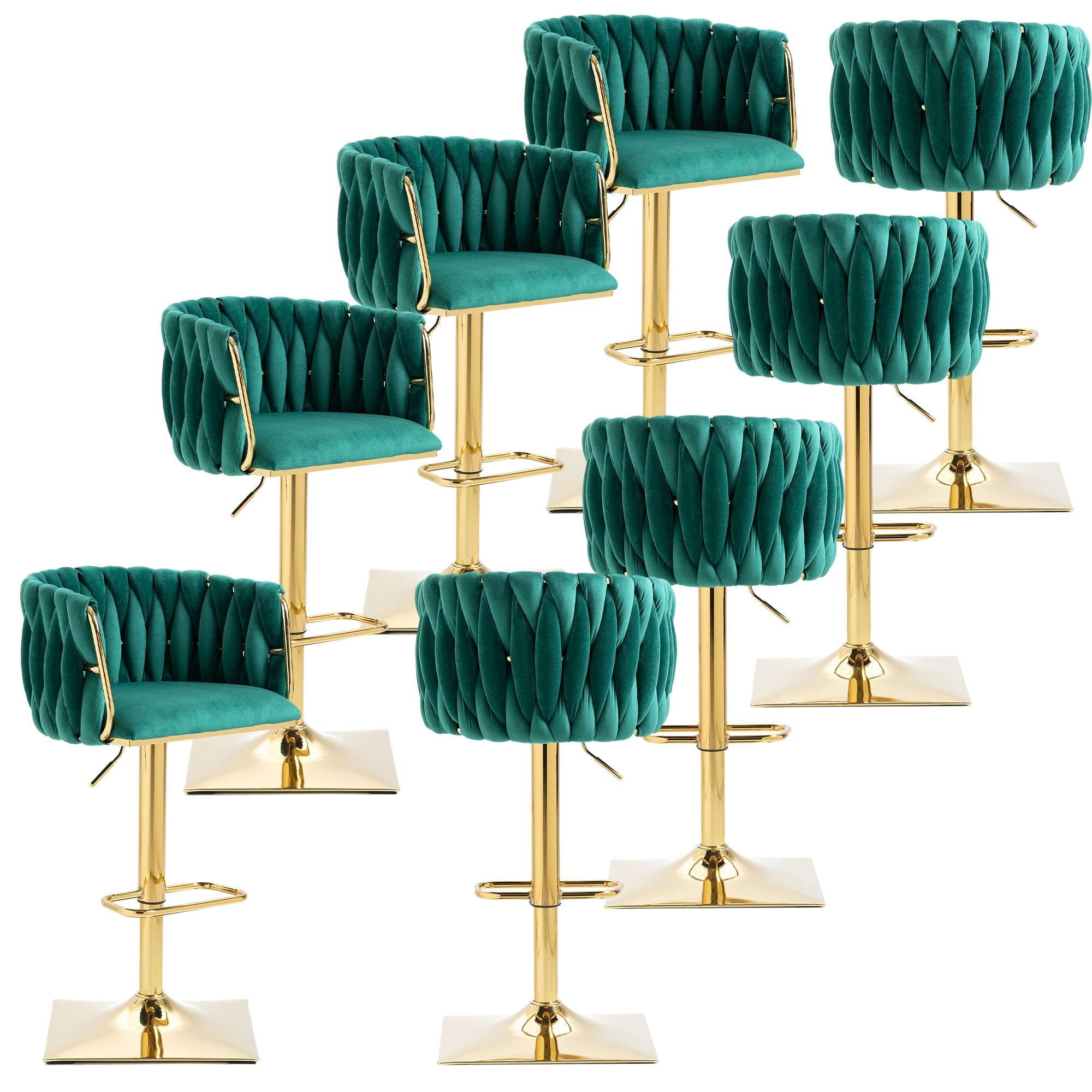 Vintage Polyester Tufted Kitchen Stool with Golden Base, Swivel Bar ...