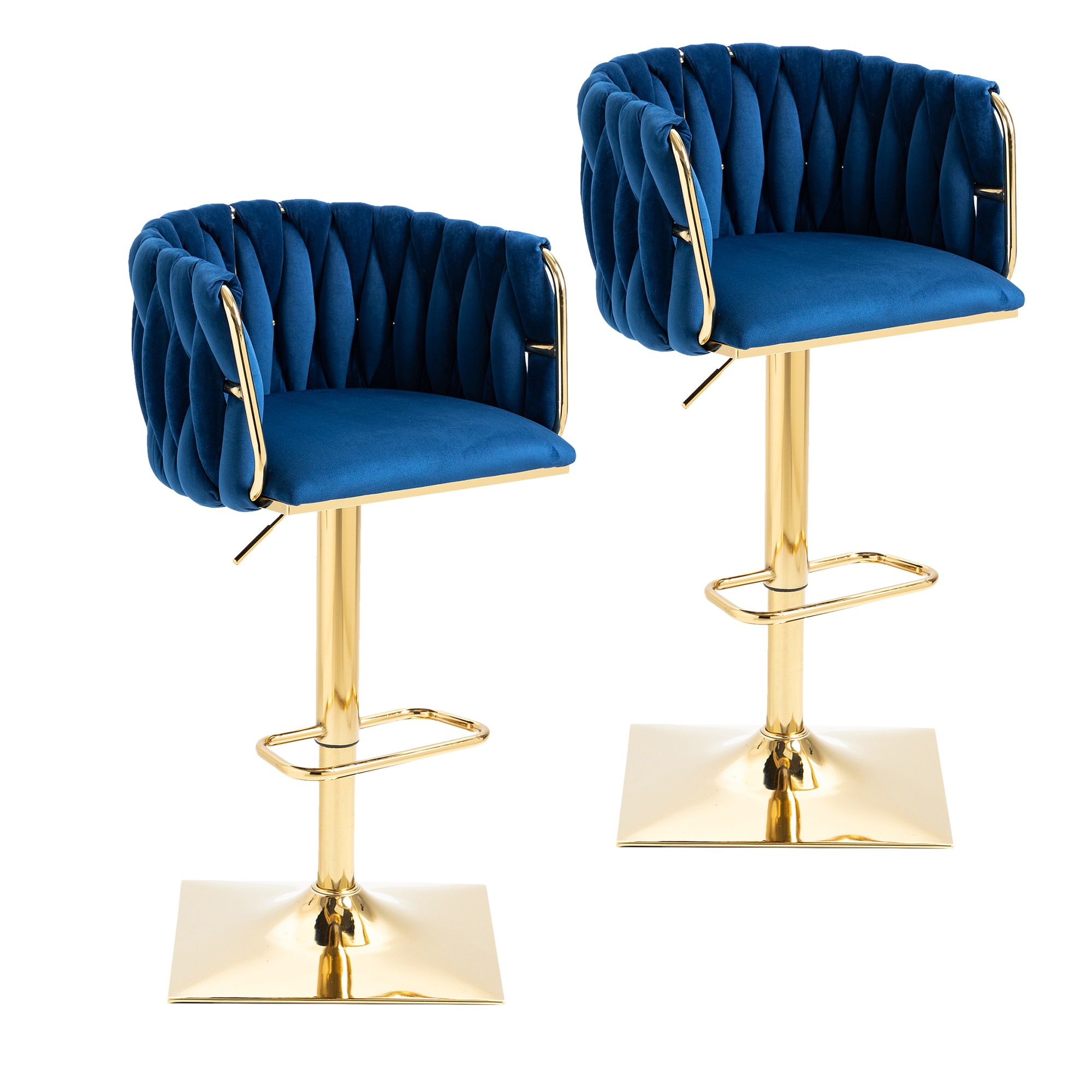 Vintage Polyester Tufted Kitchen Stool with Golden Base, Swivel Bar ...