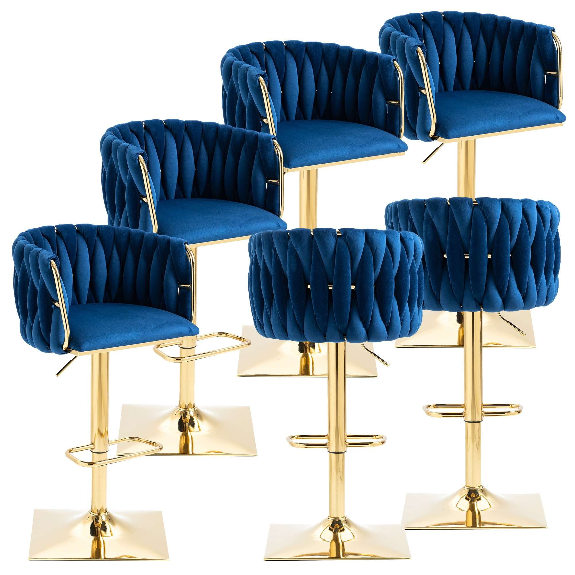 Vintage Polyester Tufted Kitchen Stool with Golden Base, Swivel Bar ...