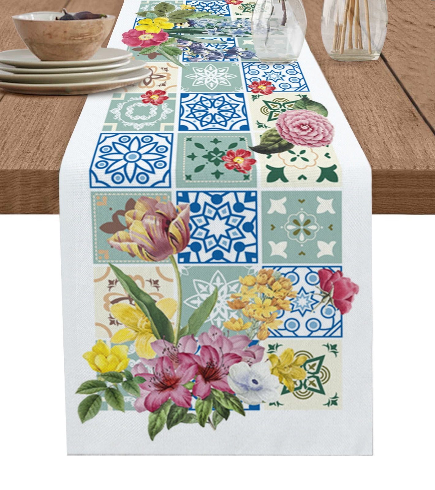 Vintage Pomegranate Geometric Pattern Table Runner ration Home r Dinner ...