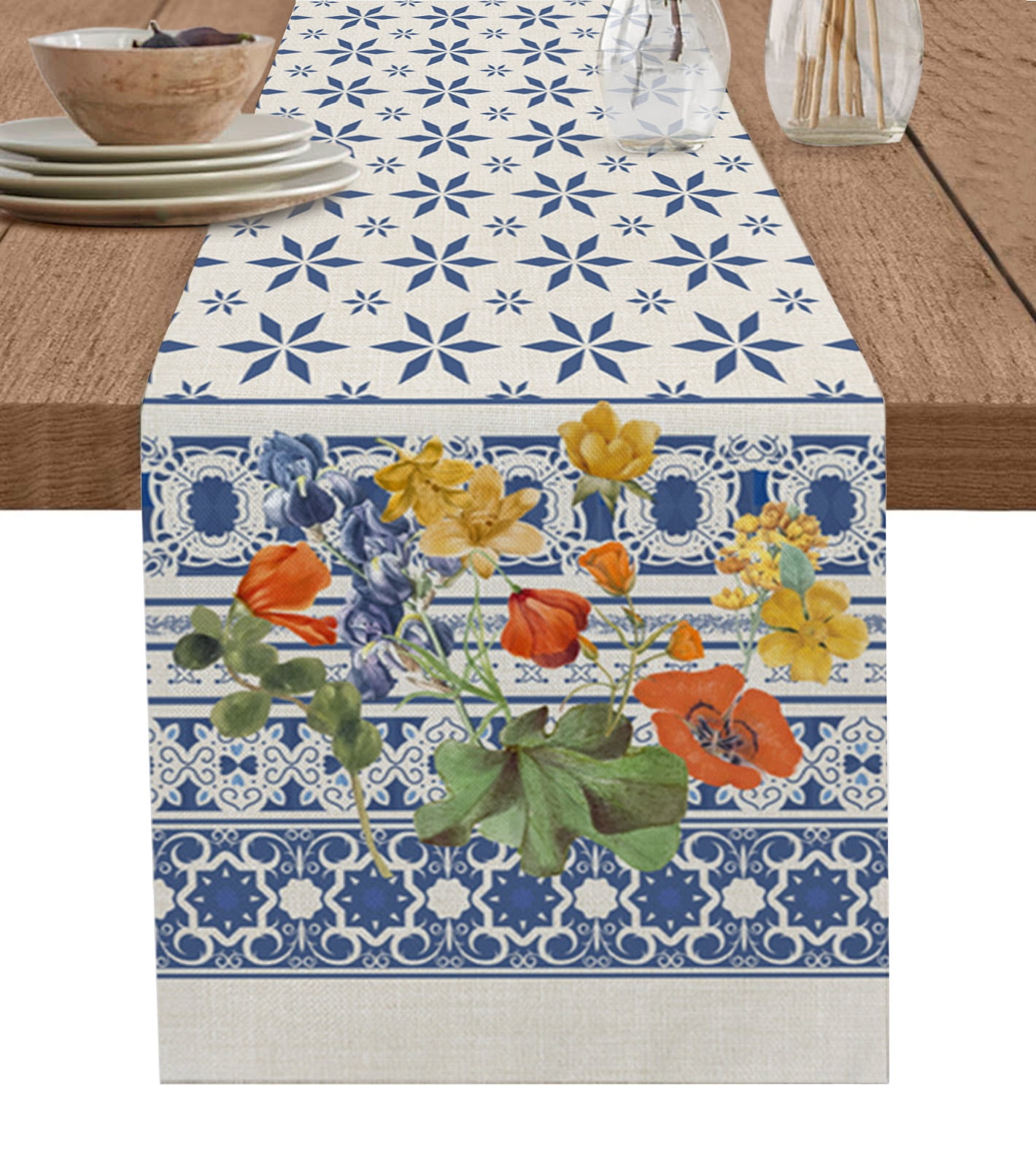 Vintage Pomegranate Geometric Pattern Table Runner ration Home r Dinner ...