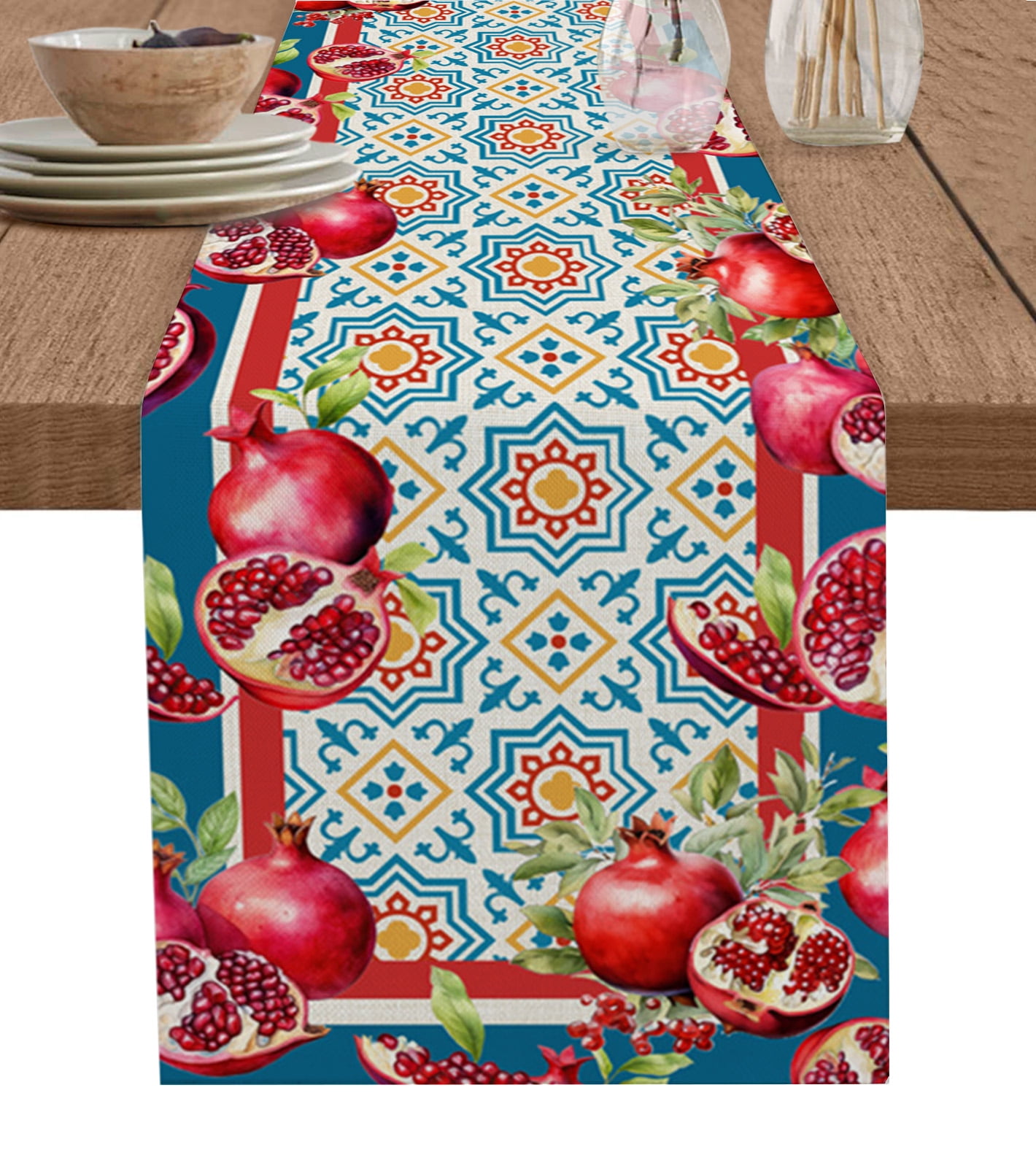Vintage Pomegranate Geometric Pattern Table Runner ration Home r Dinner Table ration Table r ...