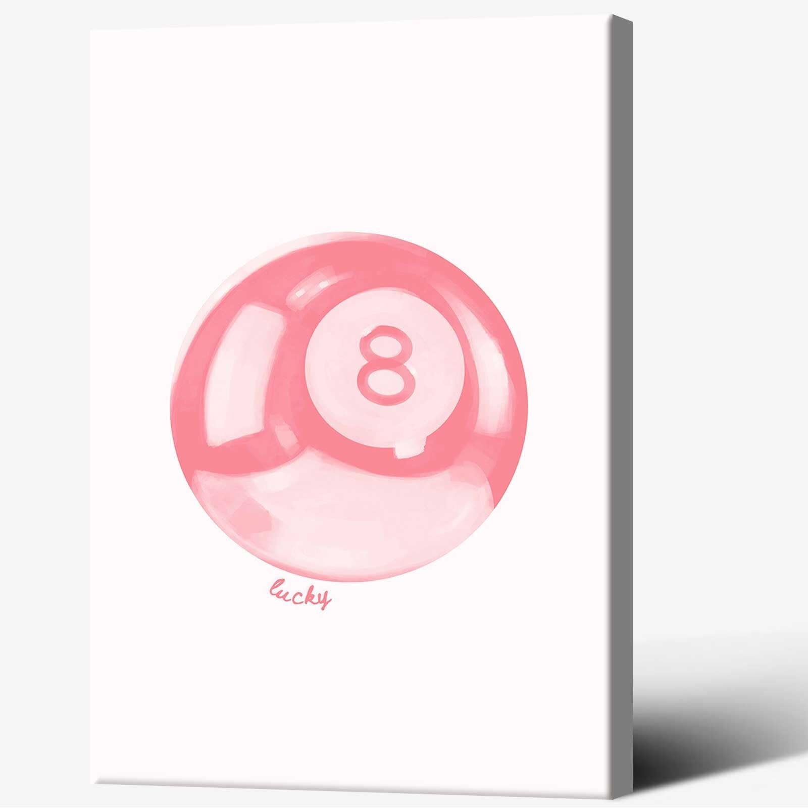Vintage Pool Ball Print Canvas Wall Art Trendy Pink Pool Ball Poster ...