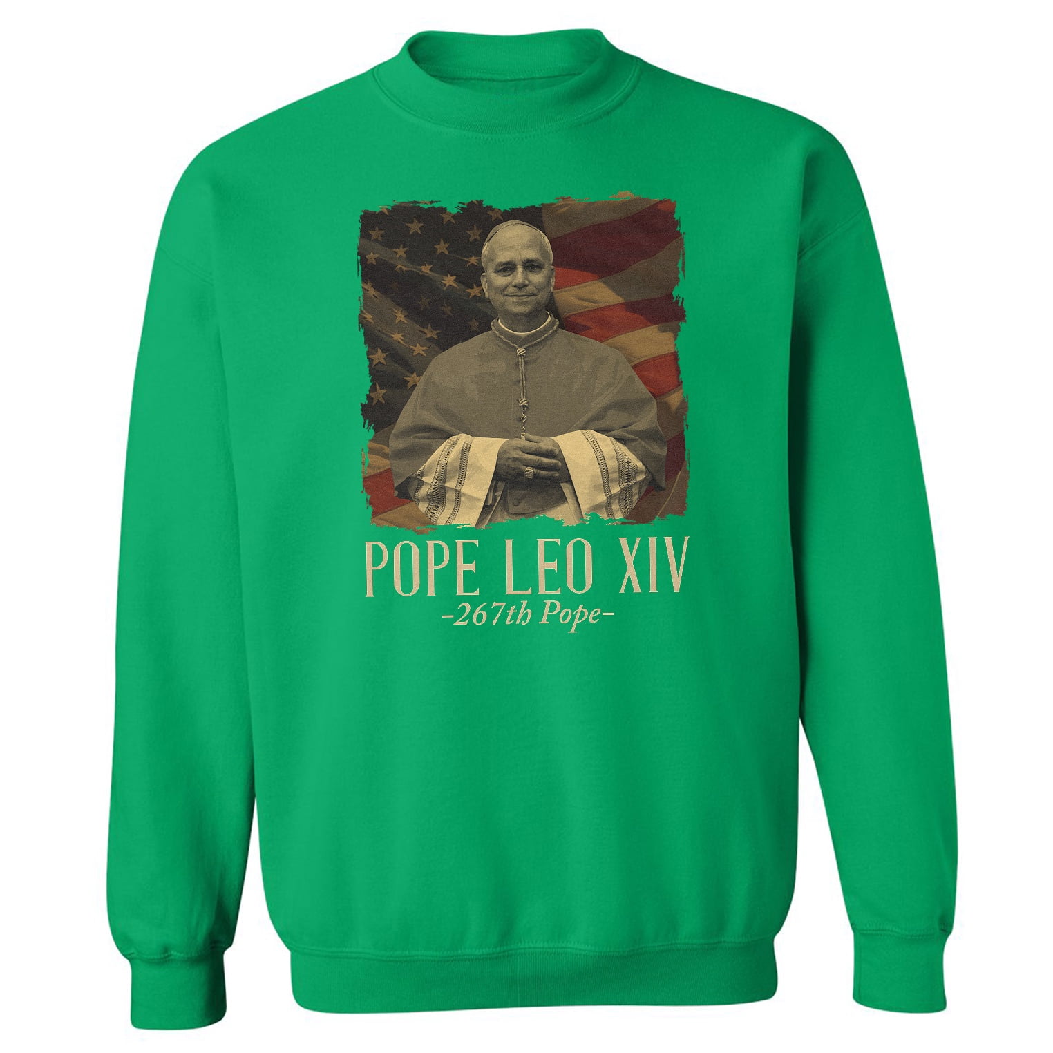Vintage Pope Leo XIV 267th Pope American Flag Design Unisex Crewneck ...