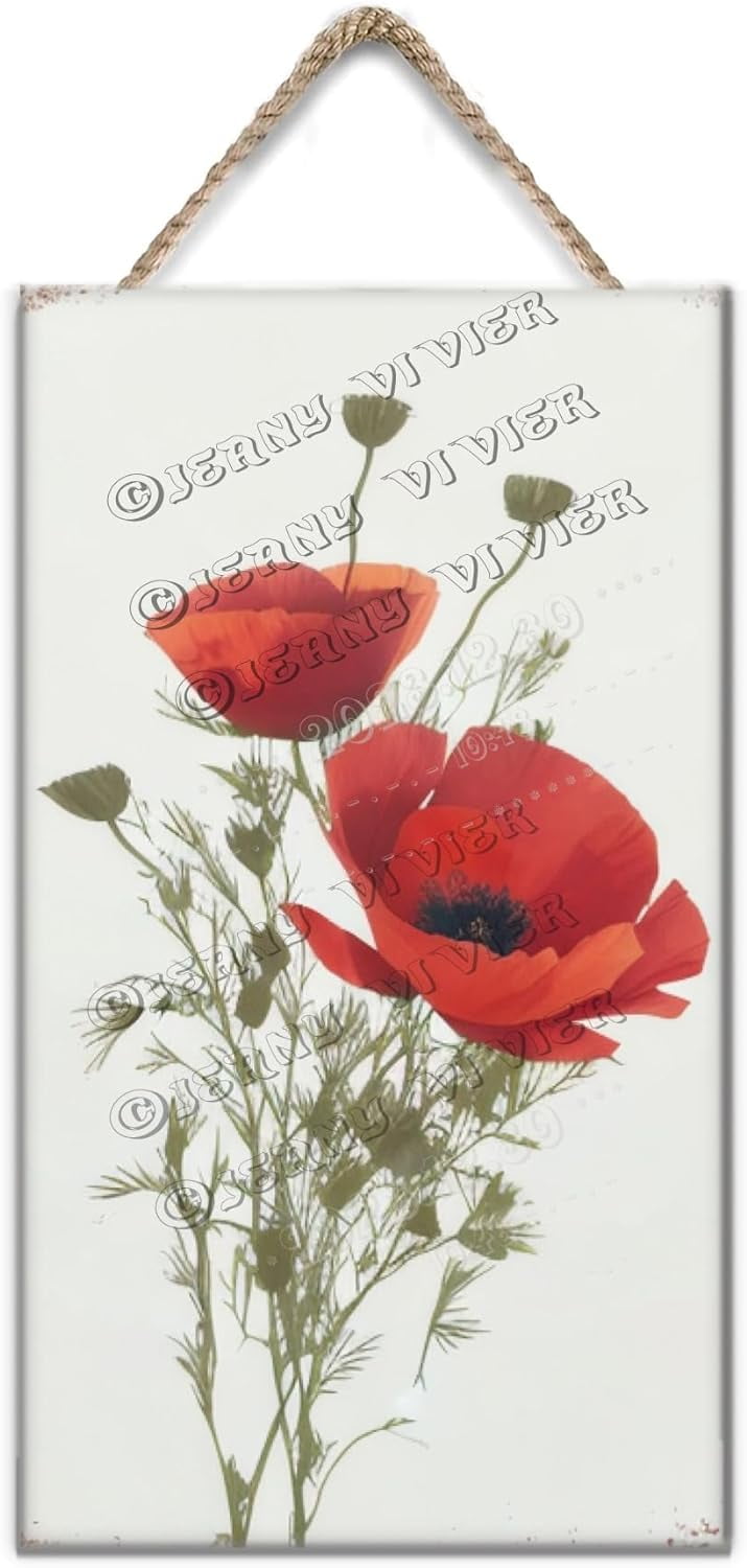 Vintage Poppy Decor, Affordable Poppy Wall Decor, Poppy Wooden Sign for ...