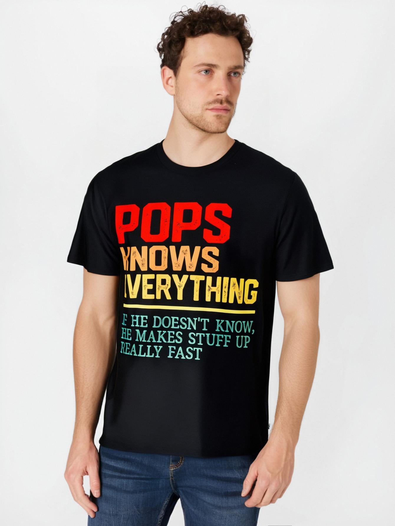 Vintage Pops Knows Everything T-Shirt - Humorous Graphic Tee with Funny ...