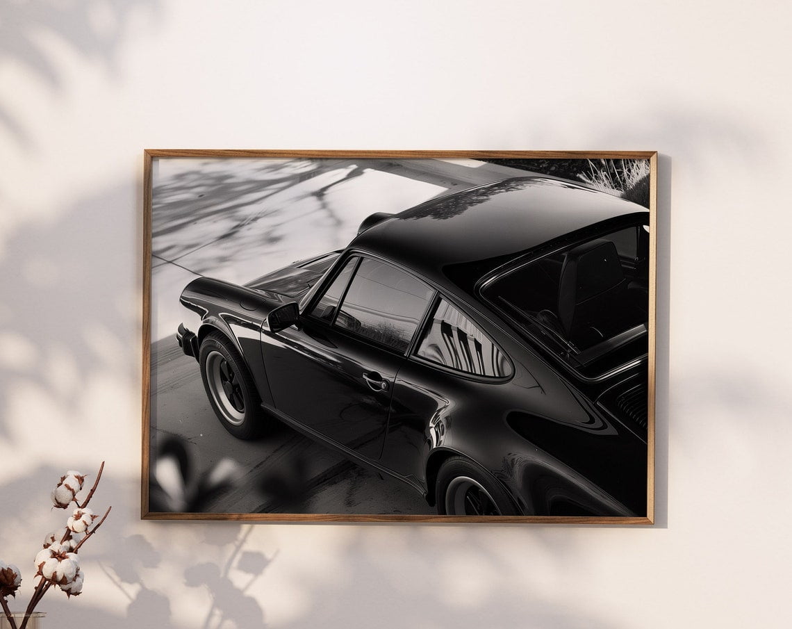 Vintage Porsche 911 Poster, Black And White Sport Car Print, Classic ...