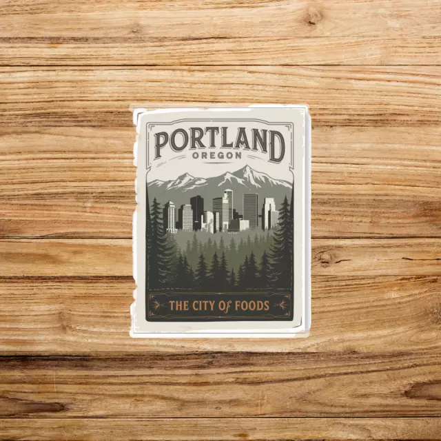 Vintage Portland Oregon Travel Sticker Sticker - The City Of Foodsphone ...