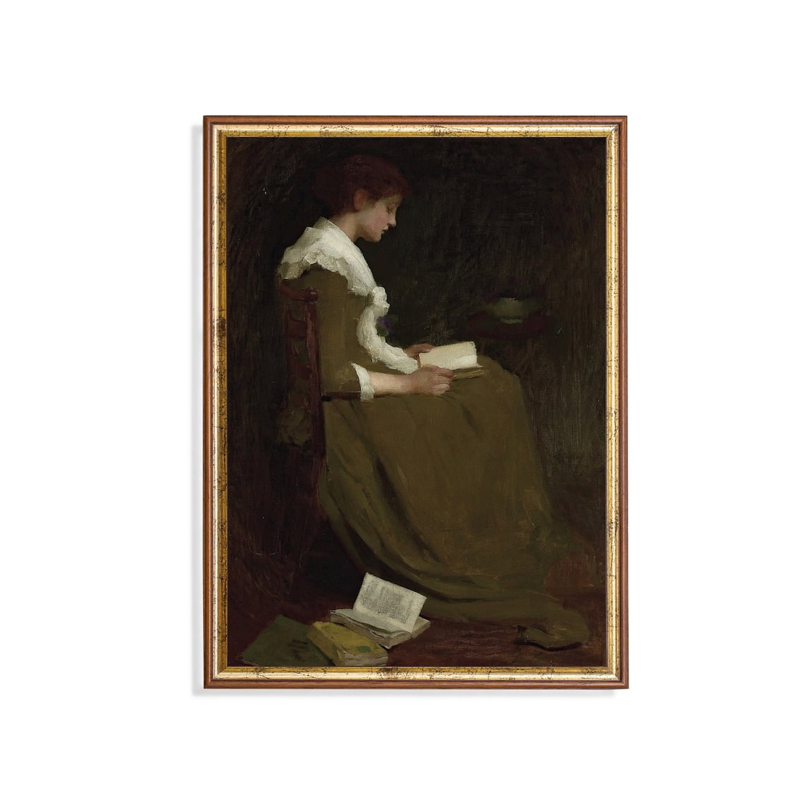 Vintage Portrait, Woman Reading UNFRAMED Poster, Wall Art for Decor ...