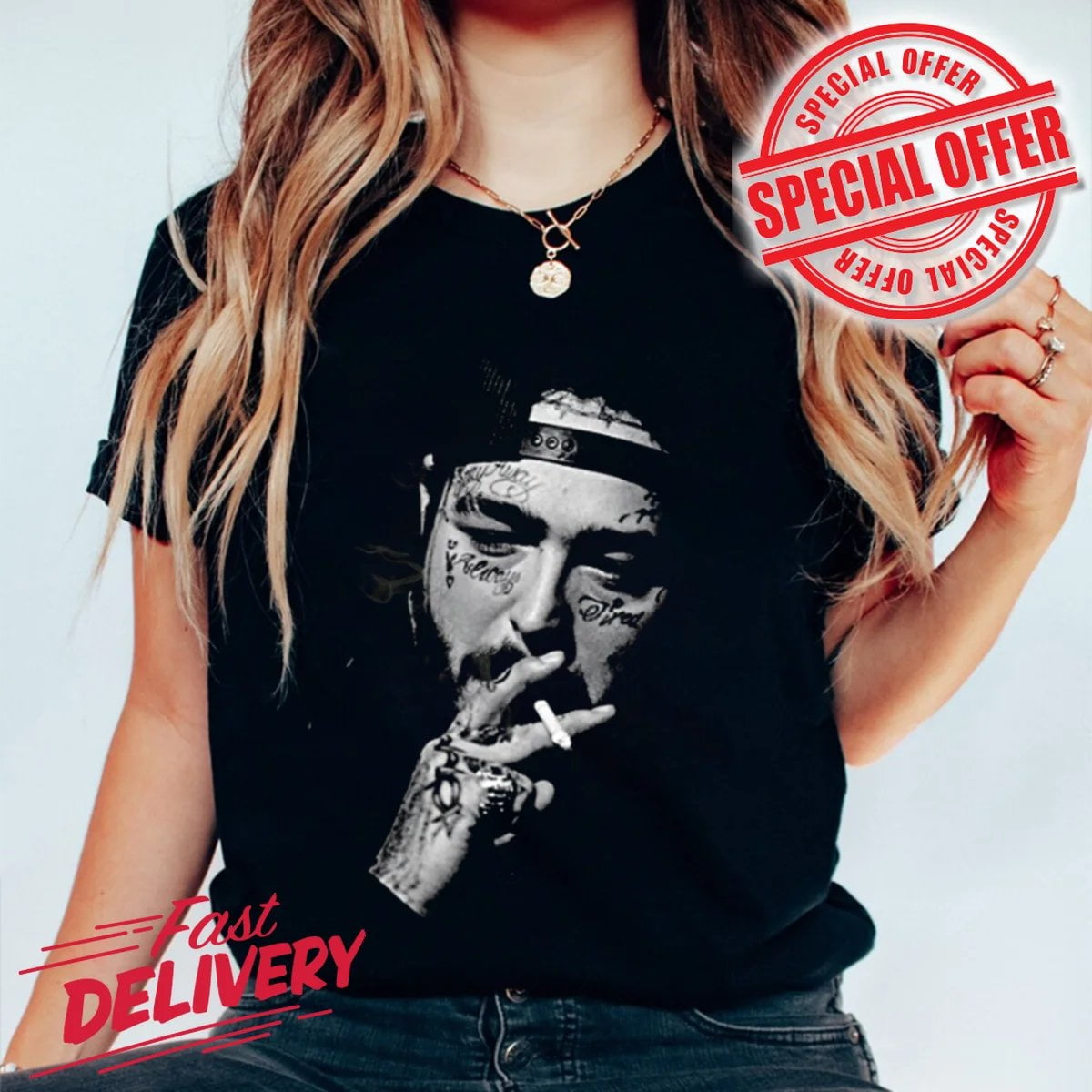 Vintage Post Malone Graphic T-Shirt – Music Fan Merch, Rap Concert Tee ...