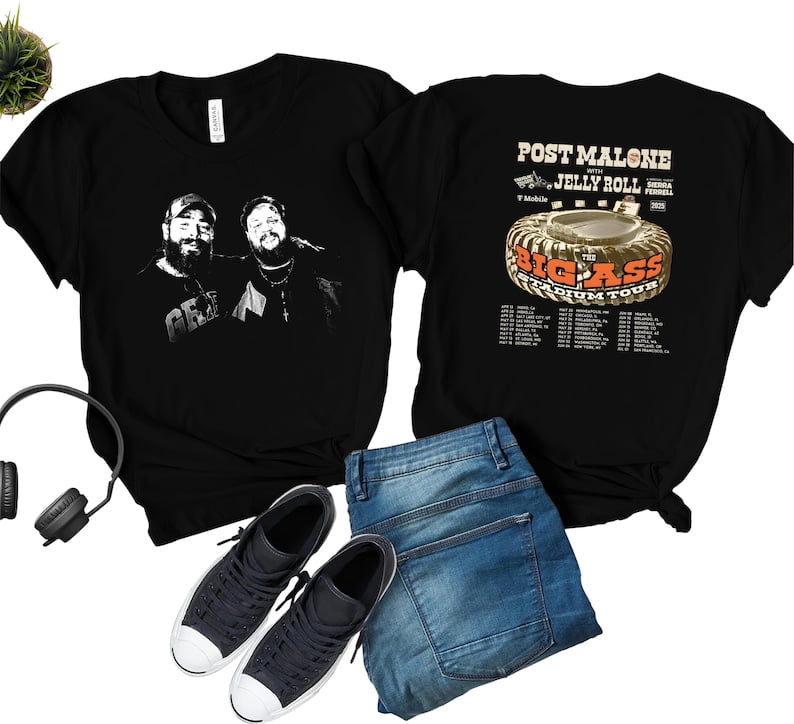 Vintage Post Malone Rap Music Shirt, Big Ass Stadium Tour, Posty 2025 ...