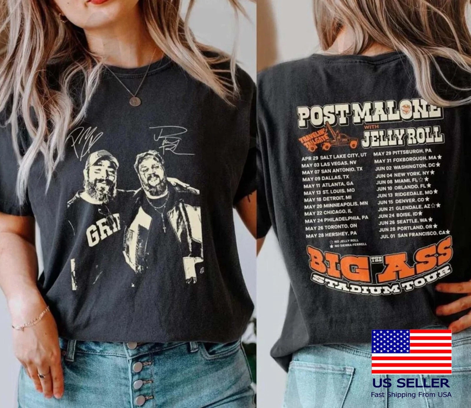 Vintage Post Malone Tour Big Ass Stadium Tour Posty 2025 Tour T-Shirt ...