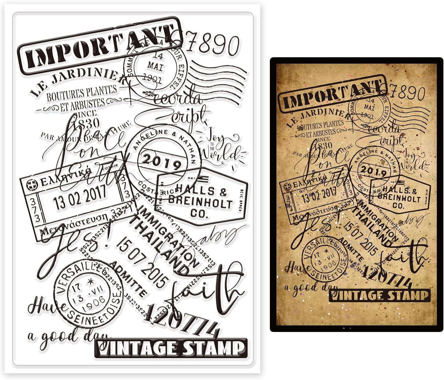 Vintage Postage Stamp Background Transparent Clear Stamps Embossing ...