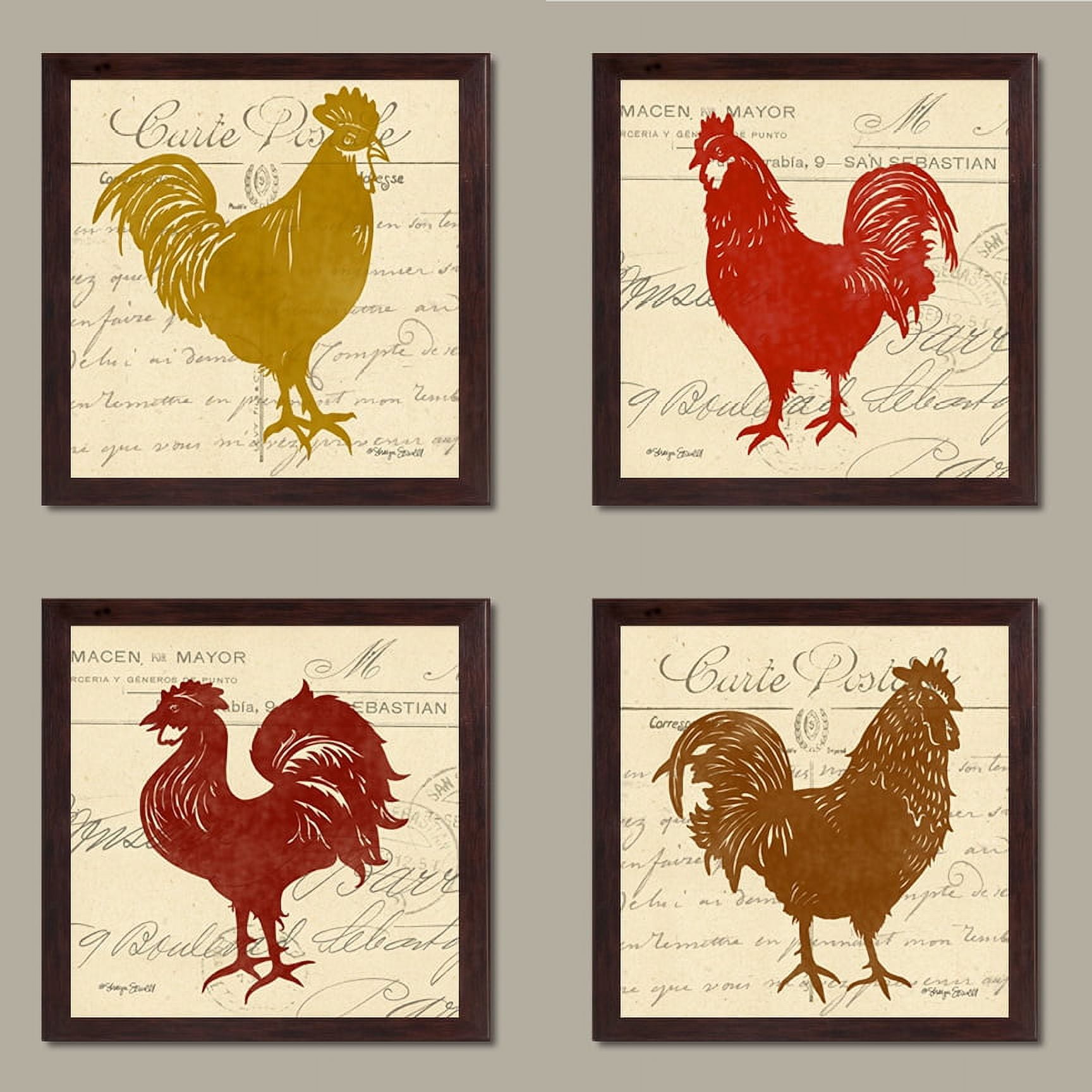 Vintage Postcard Tuscan Roosters; Perfect for the Kitchen, Four 12 by ...