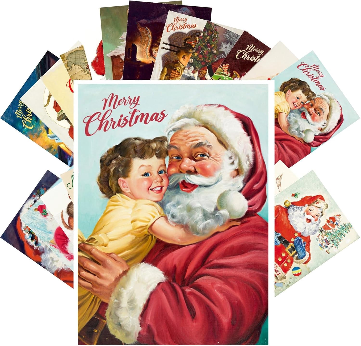 Vintage Postcards (24 pcs 4"x6" each) Santa Visiting on Christmas Eve ...