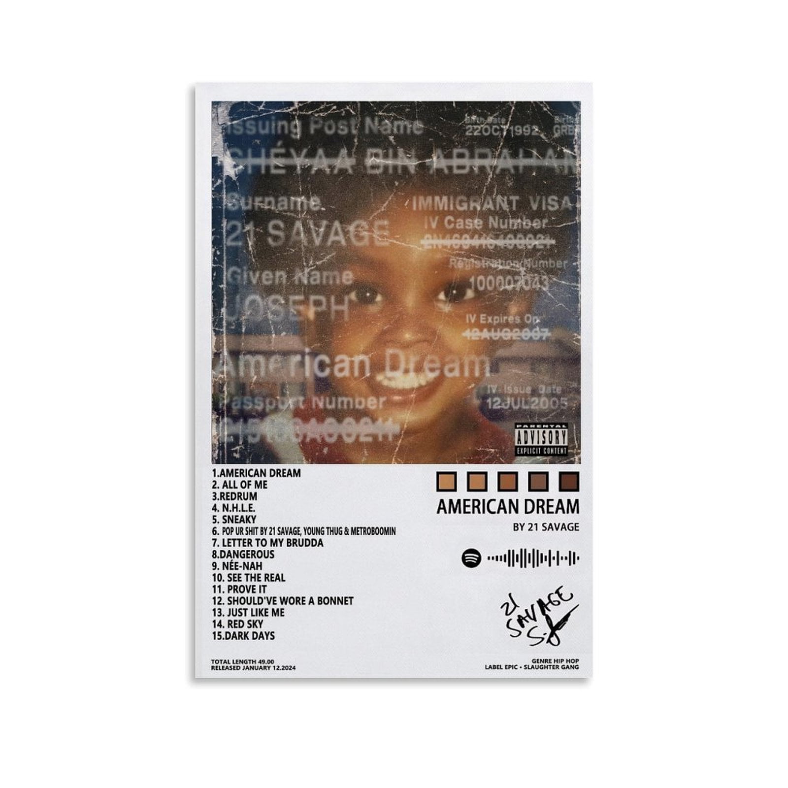 Vintage Poster 21 Savage Poster Ocean American Dream Picture Print Wall ...