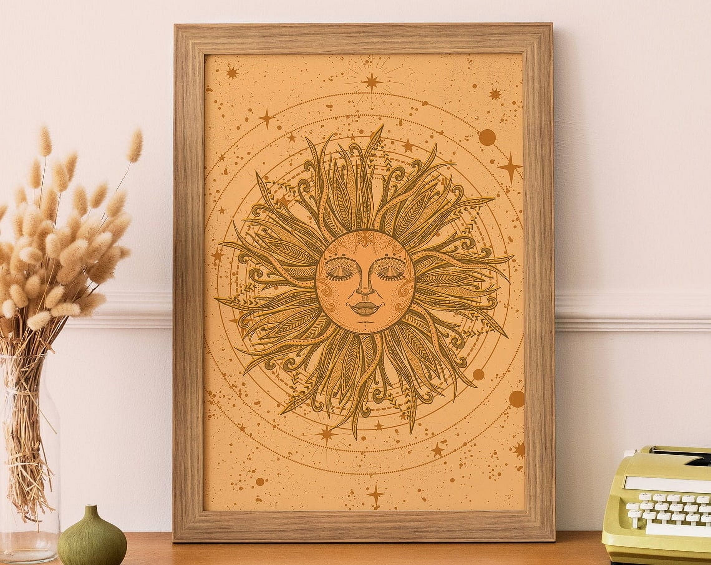 Vintage Poster, 70S Decor, Sun Print, Celestial Wall Art, Retro 70S ...