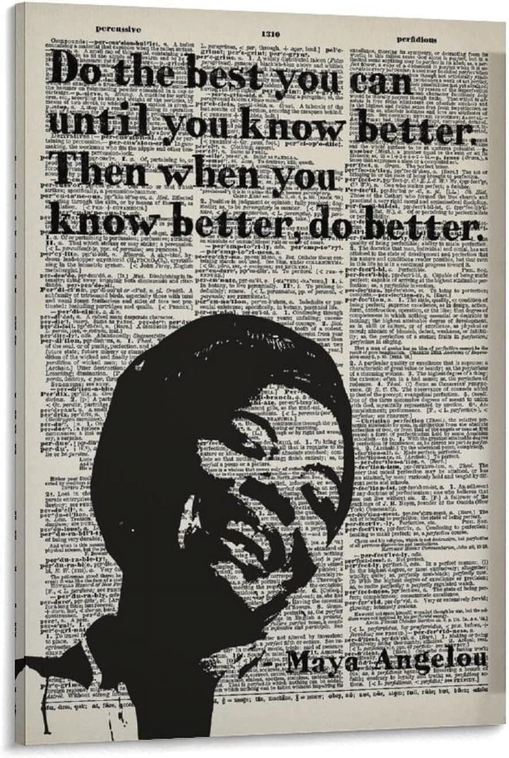 Vintage Poster Black and White Poster Maya Angelou Quote Poster Canvas ...