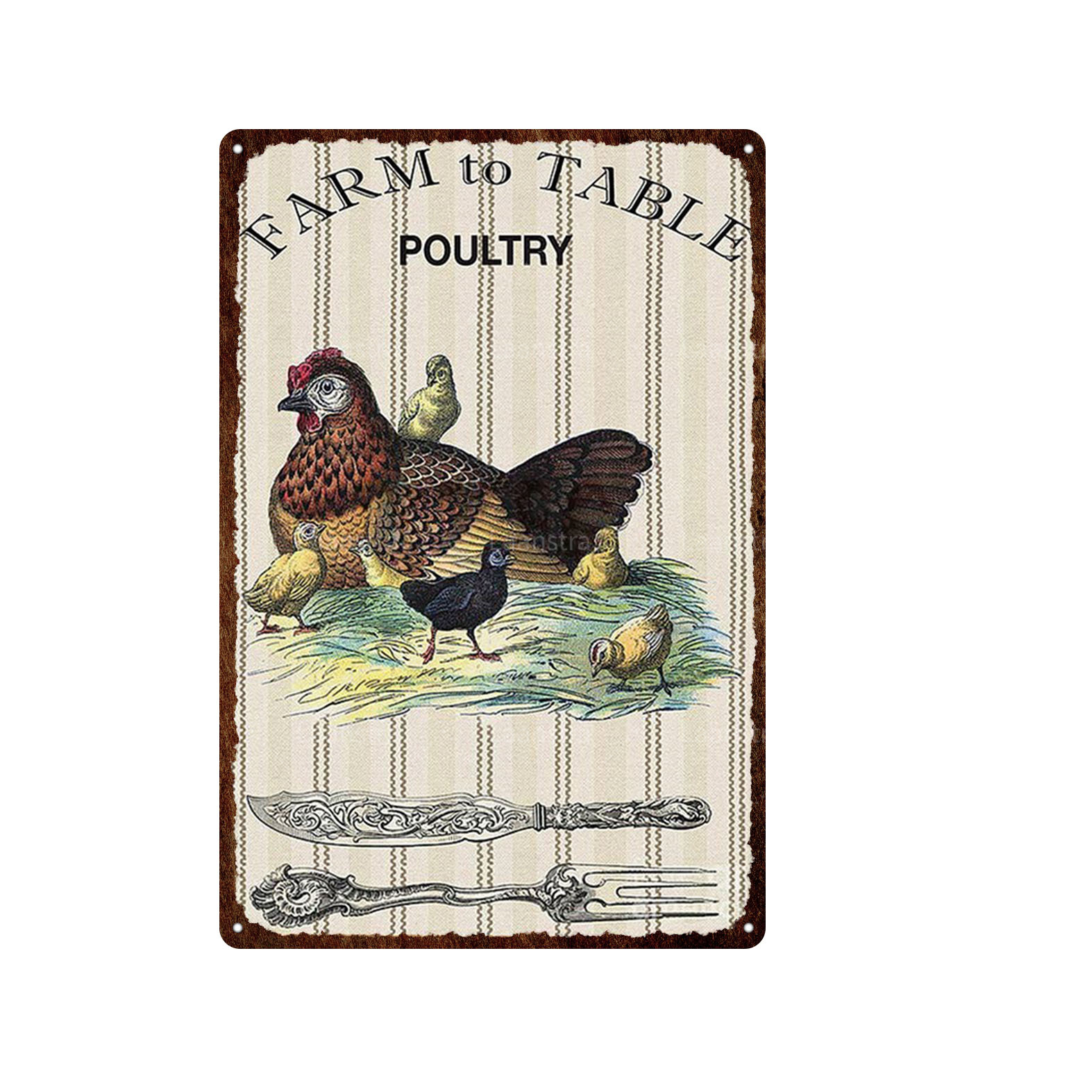 Vintage Poster Farm Fresh Eggs Metal Sign Chicken Meat Collection Tin ...