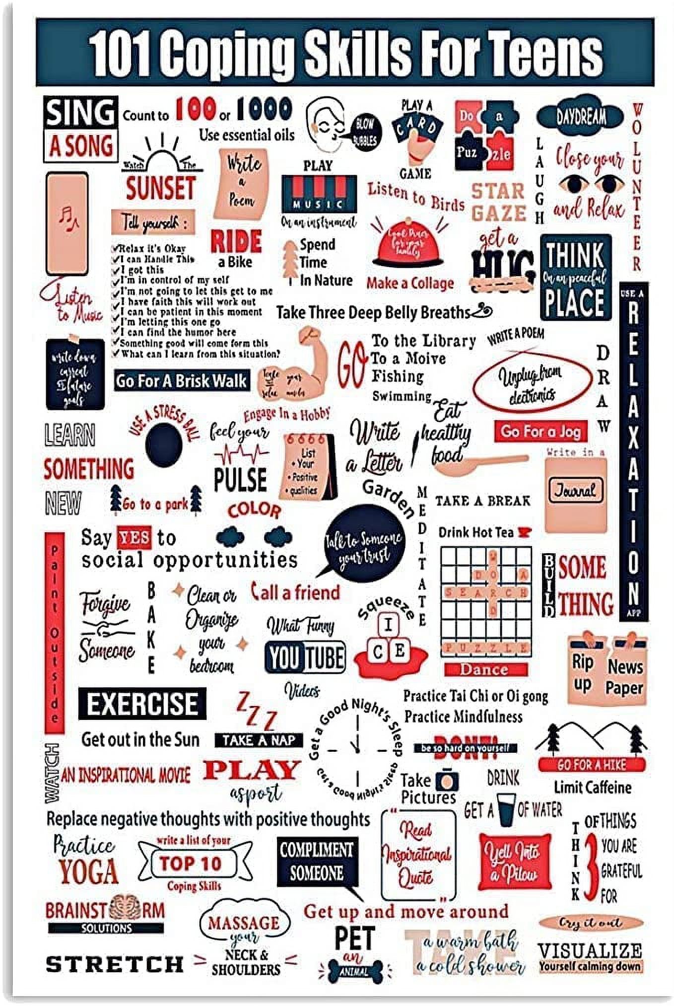 Vintage Poster Metal Sign Coping Skills For Teens Aluminium Signs Wall ...