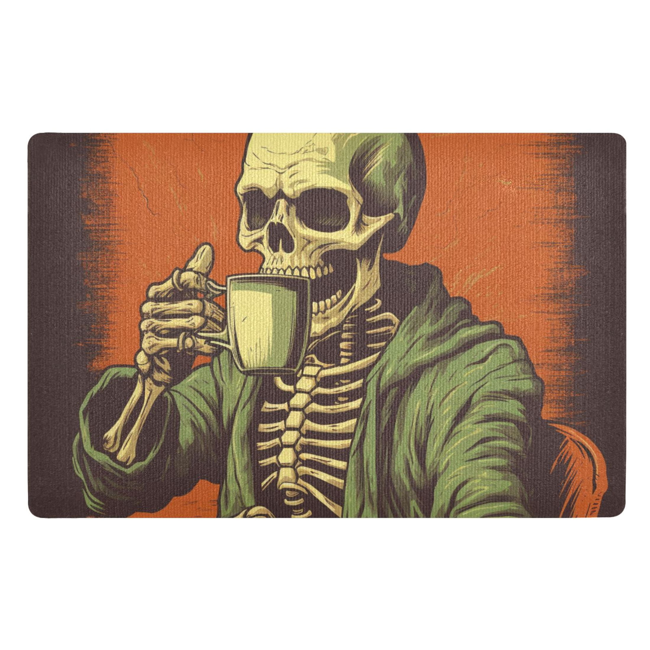 Vintage Poster Of A Skull Floor Door Mat Outdoor Indoor for Home ...