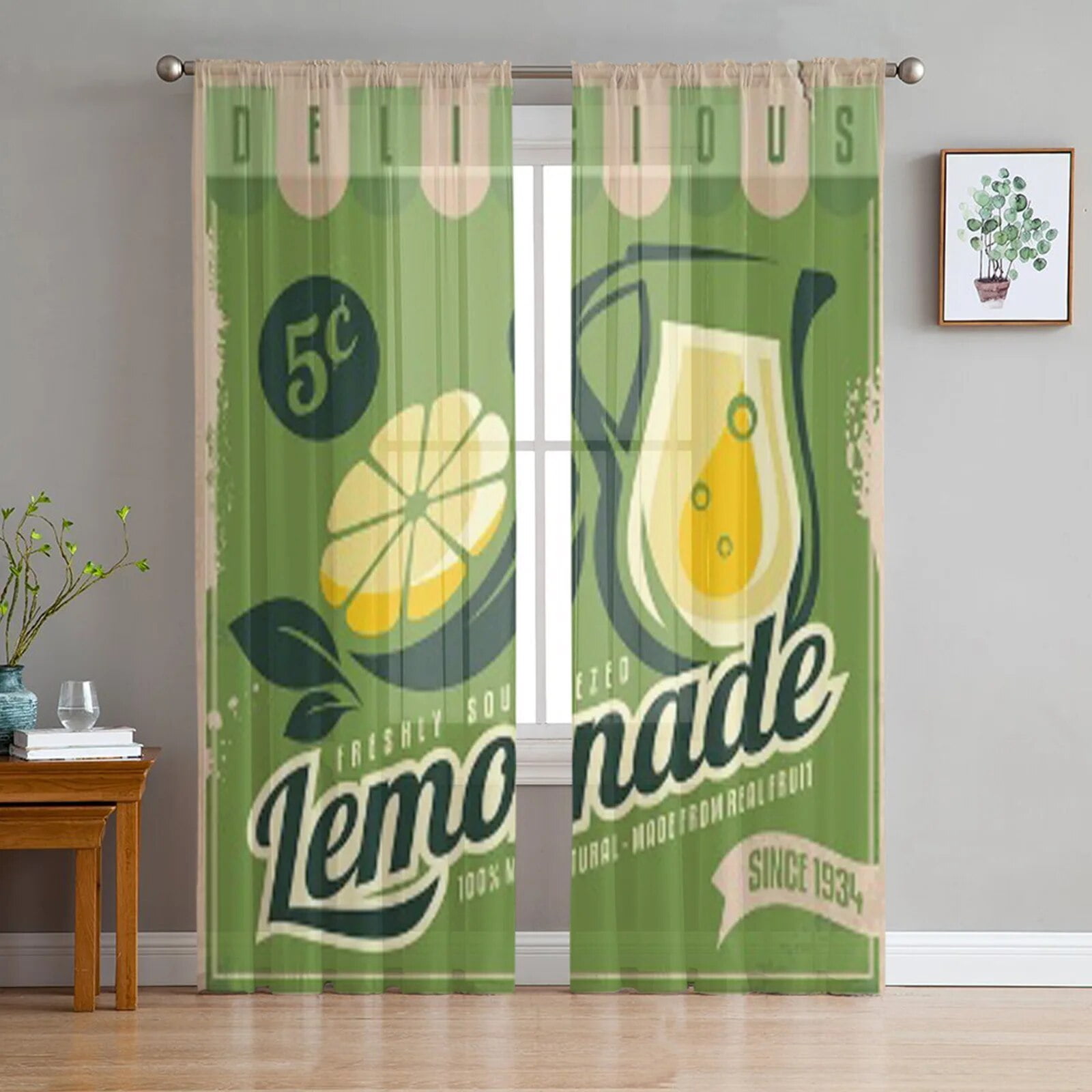 Vintage Poster Template For Lemonade Sheer Curtains for Living Room ...