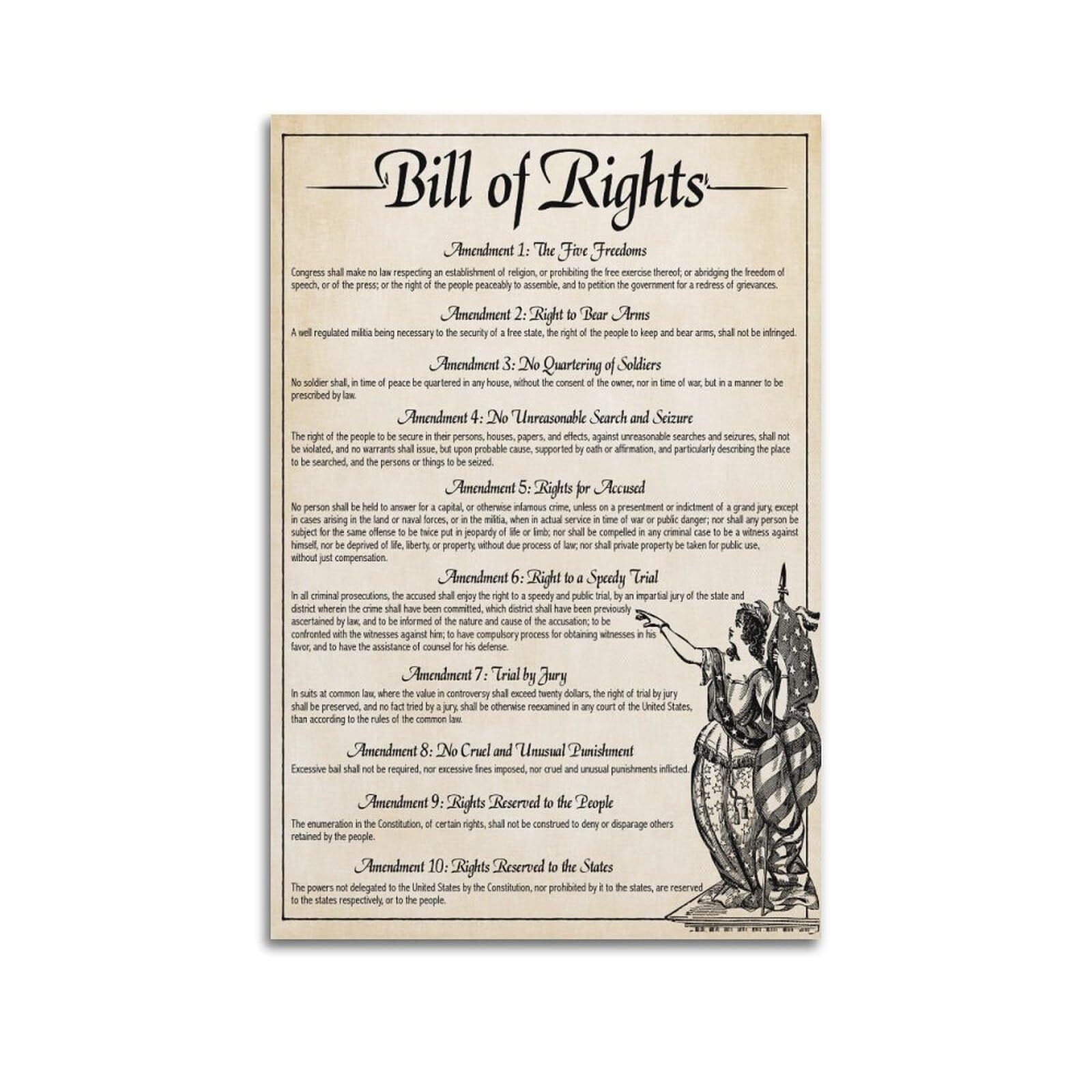 Vintage Poster The U.S. Constitution The Bill of Rights US History ...